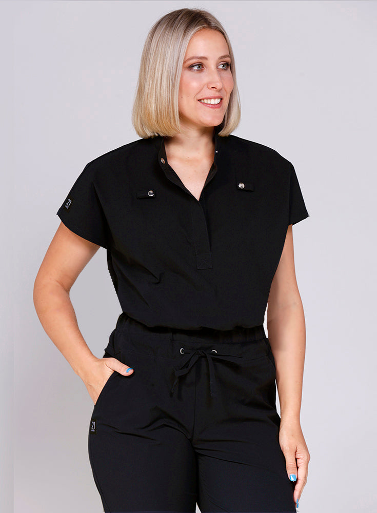 Tuck-in High Collar Scrub Top | Stylish Scrubs Australia – 21 Scrubs